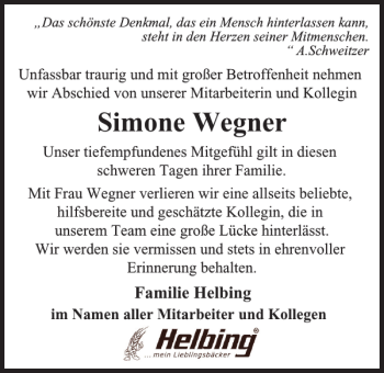 Traueranzeigen von Simone Wegner | Harztrauer.de